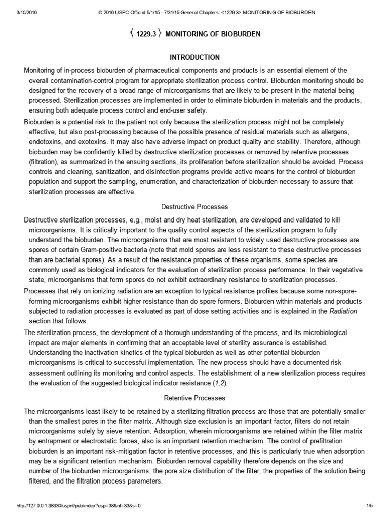 USP-NF 1229.3 | PDF | Sterilization (Microbiology) | Filtration