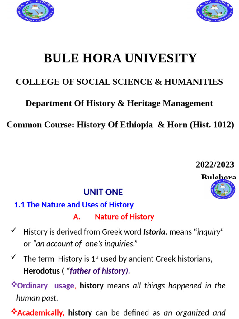 BuleHora His Hist 1012 Common Course Ch-1-3 (Autosaved) | PDF | Homo | Horn Of Africa