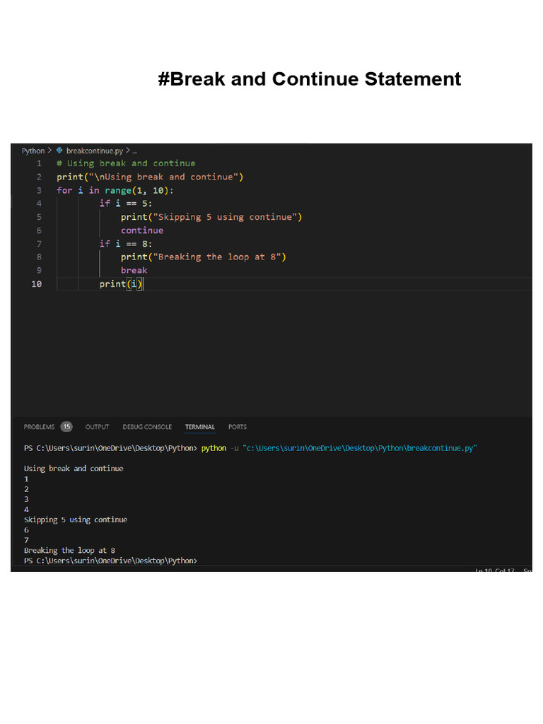 Break and Continue Statement | PDF