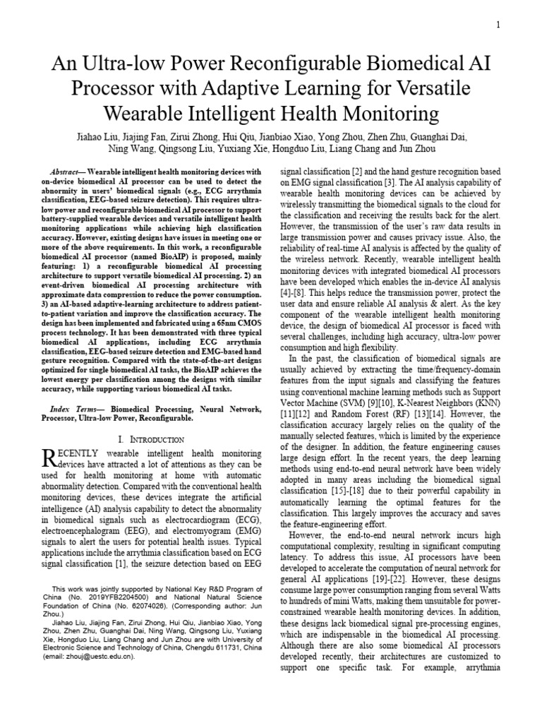 An Ultra-Low Power Reconfigurable Biomedical AI Processor With Adaptive ...