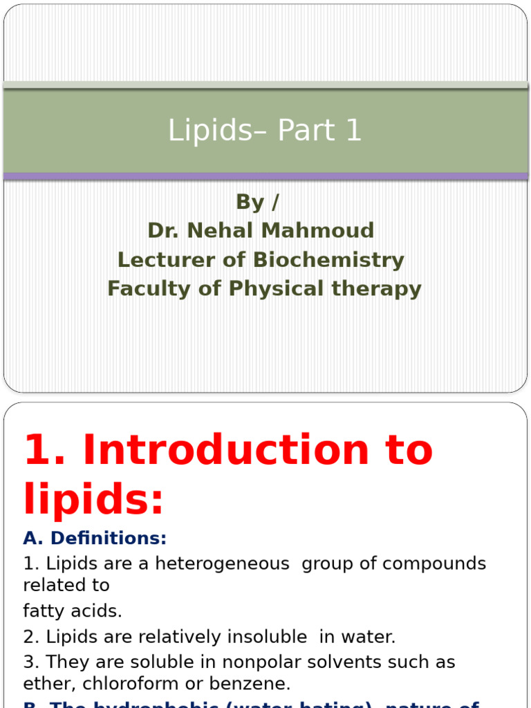 Lipids Part 1 Pdf Lipid Fatty Acid