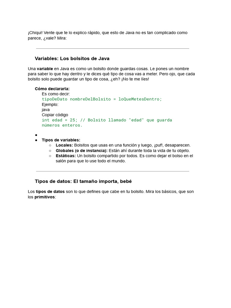 Variables y operadores | PDF | Poco | Java (lenguaje de programación)