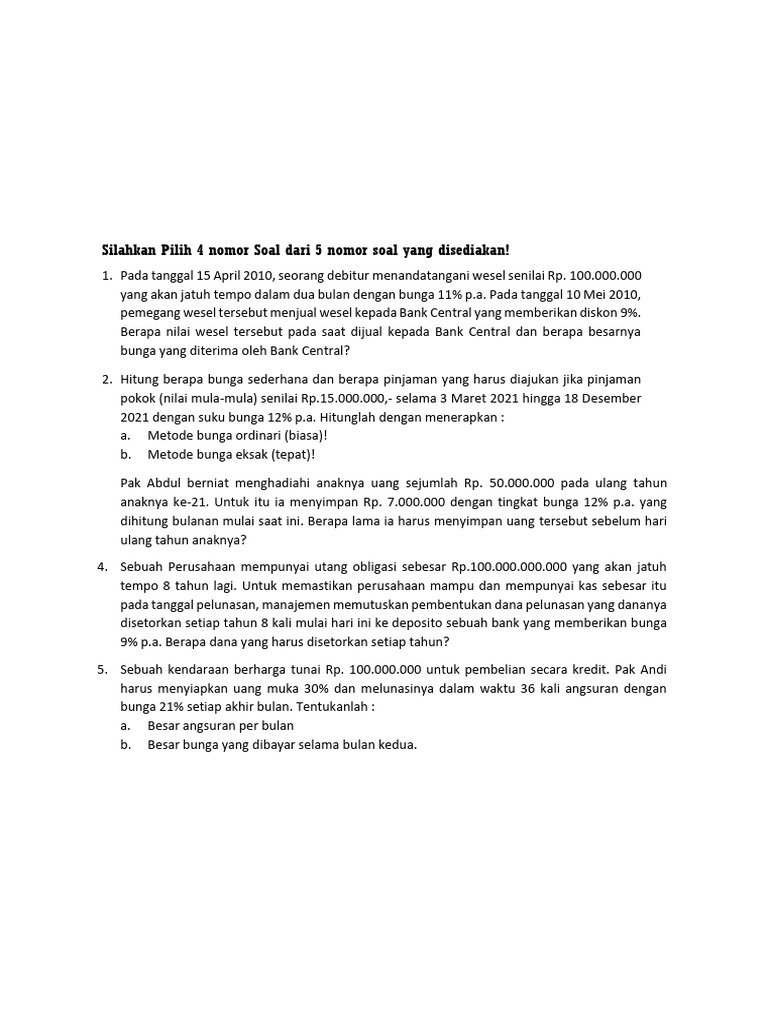 Contoh Soal UTS MKB | PDF