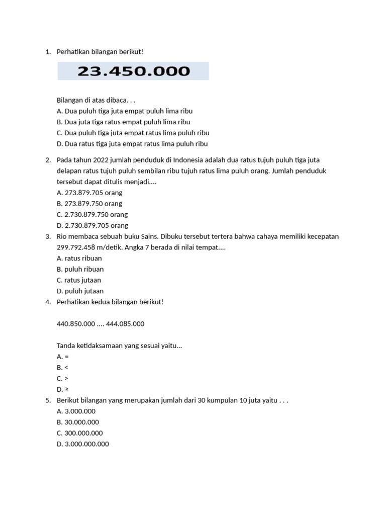 Perhatikan Bilangan Berikut | PDF