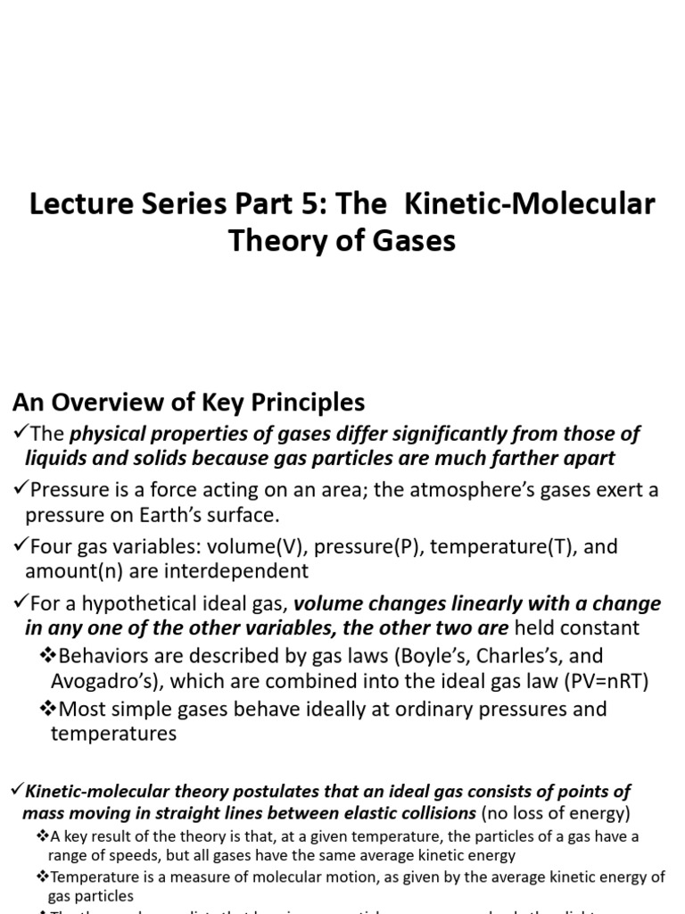 Kinetic-Molecular Theory of Gases | PDF | Gases | Mole (Unit)