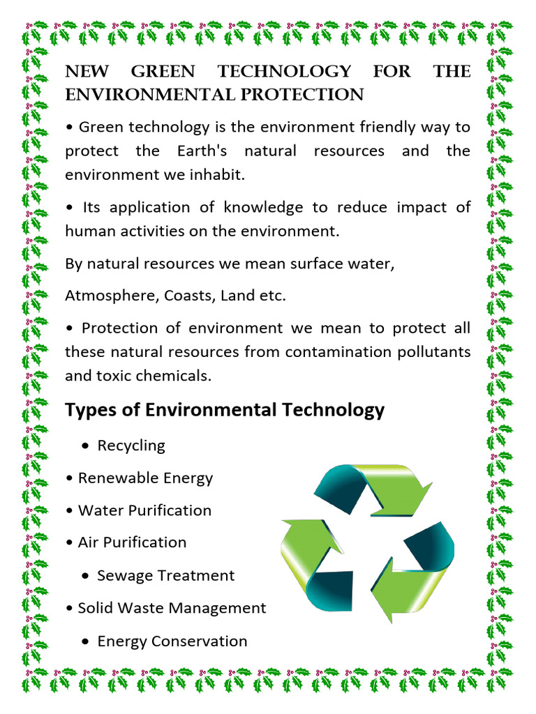 Green Tech for Environmental Protection | PDF | Environmental ...