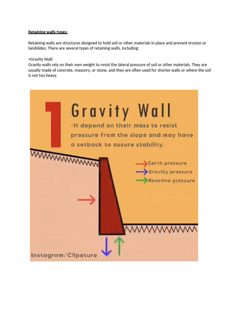 Retaining Walls Types With Pictures | PDF