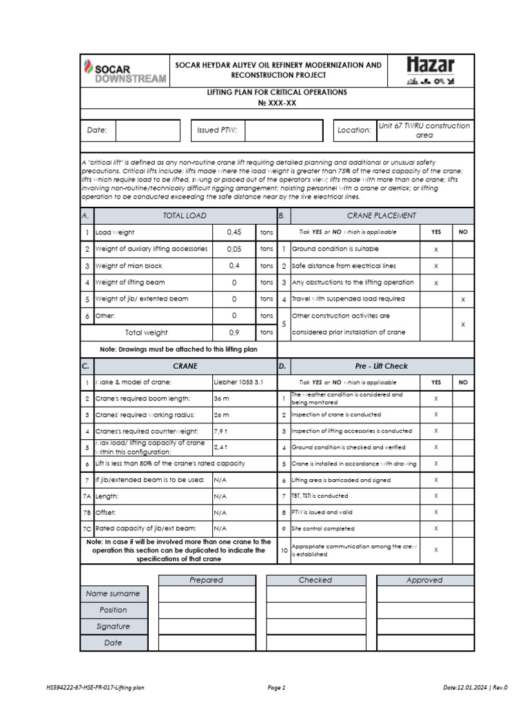 Lifting Plan-Formwork | PDF | Crane (Machine)