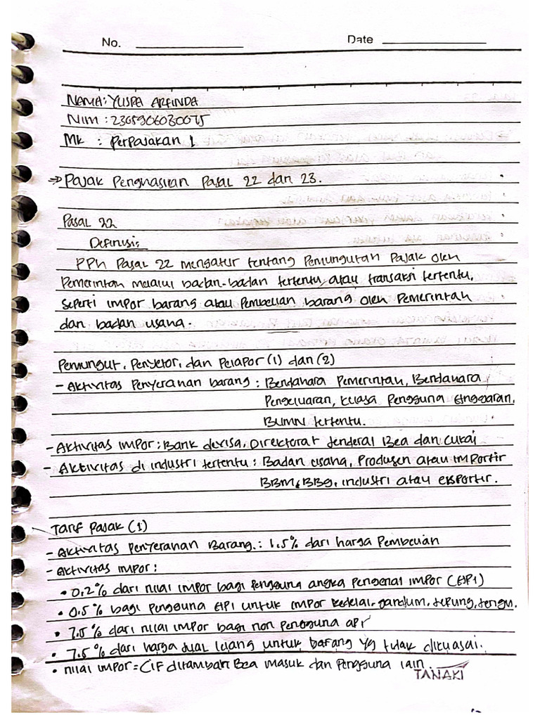 Yusra Arfinda - Resume Perpajakan | PDF