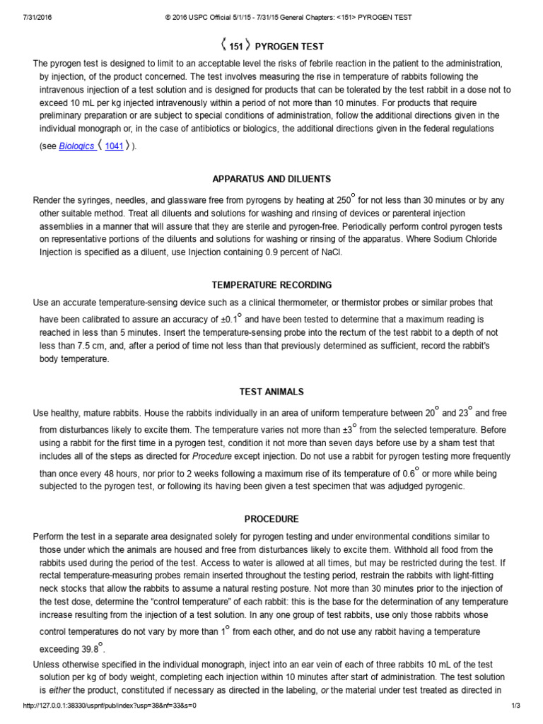 USP-NF 151-- | PDF | Injection (Medicine) | Dose (Biochemistry)