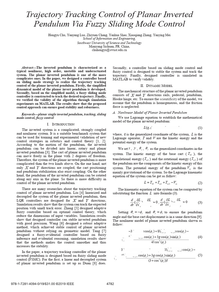 TrajectoryTrackingControlofPlanar Cac2019 | PDF | Control Theory | Nonlinear System