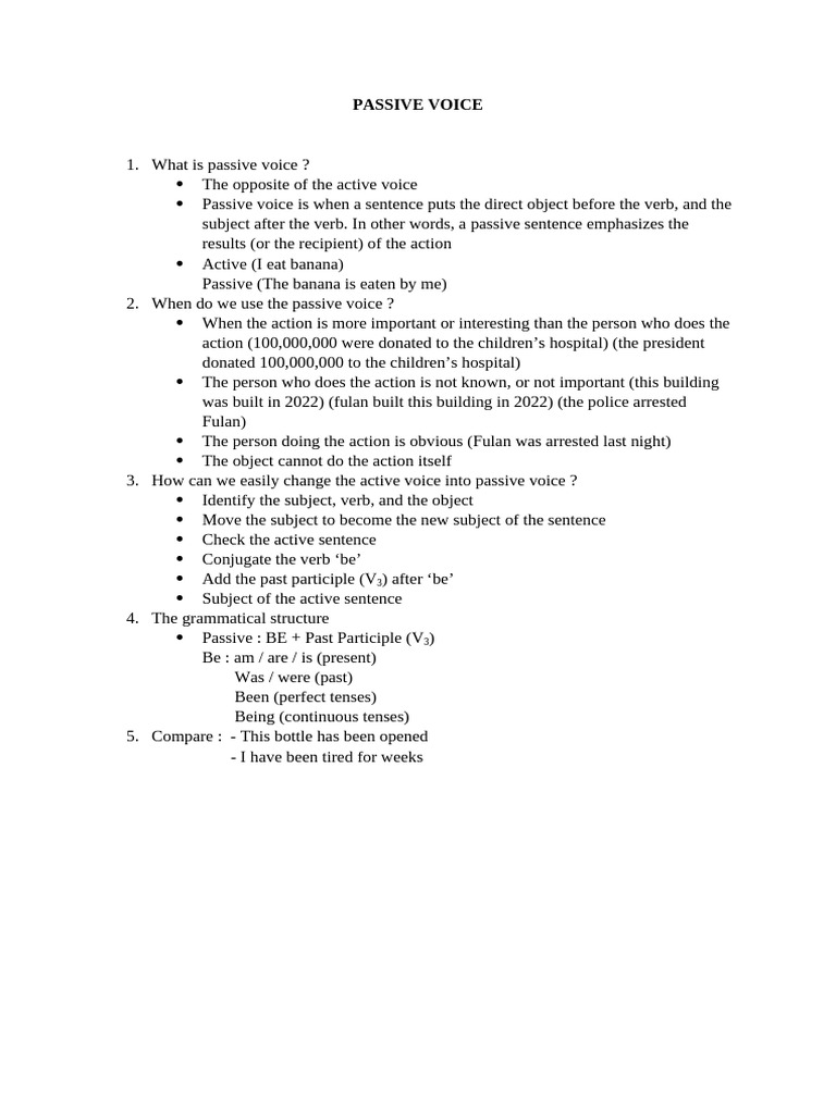 Understanding Passive Voice Usage | PDF