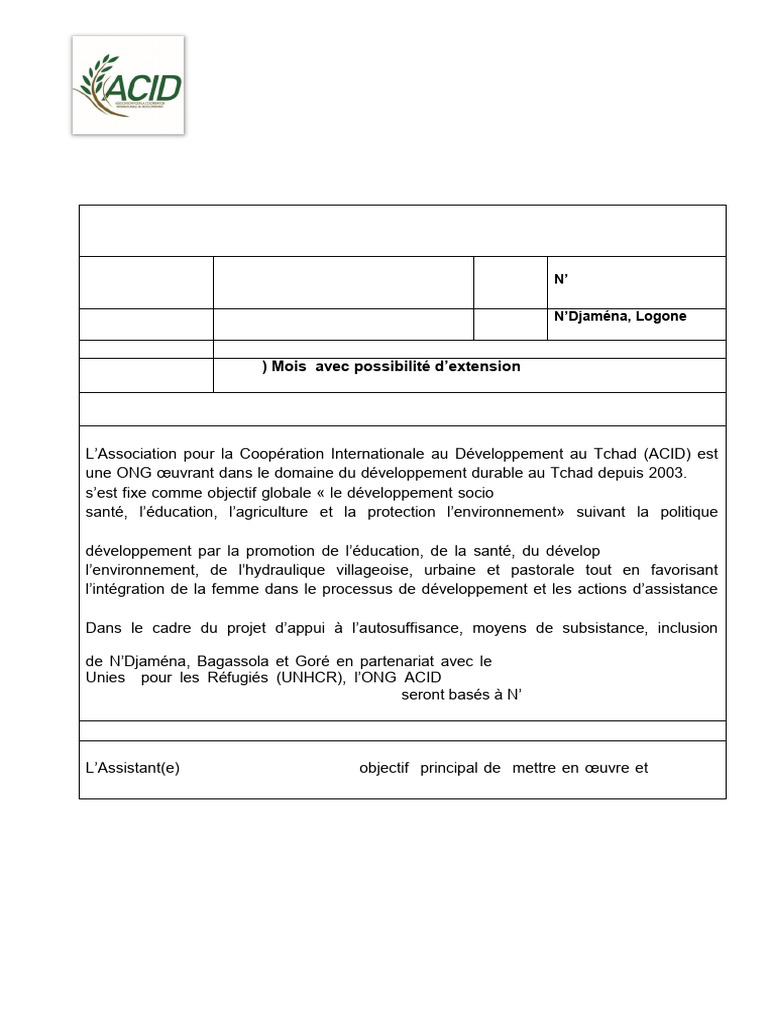 Assistant Admin Fin Acid | PDF | Tchad