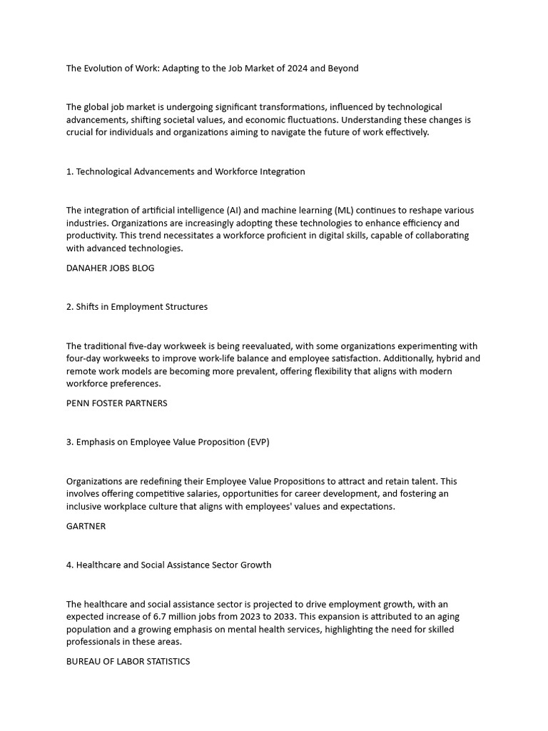 The Evolution of Work | PDF | Employment | Labour Economics