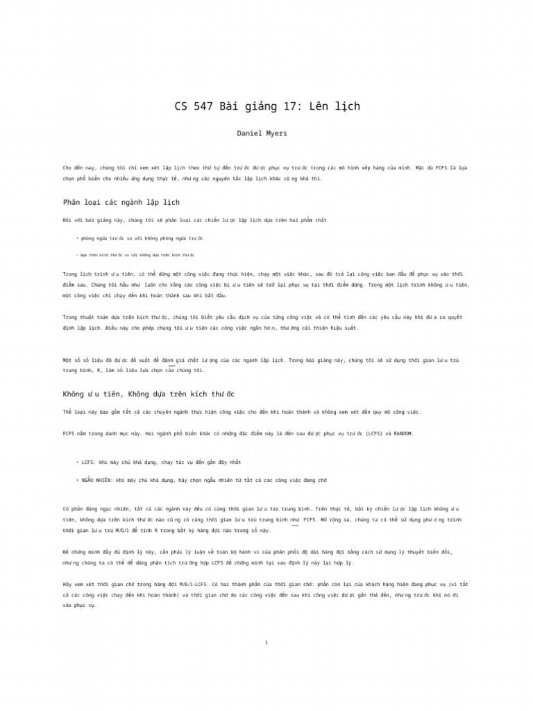 Lecture 17 Scheduling | PDF