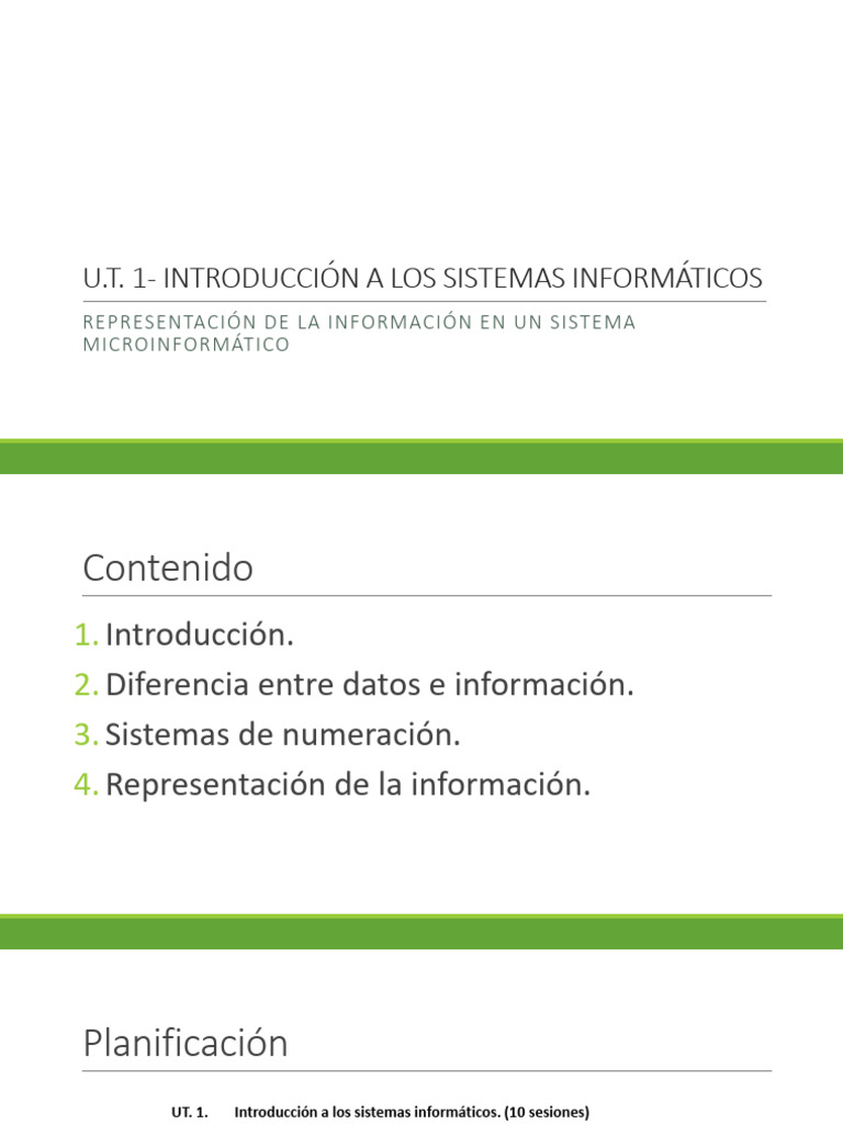 UT1.1 Introduccion Sistemas Microinf Representacion Informacion | PDF | Sustracción | Ascii