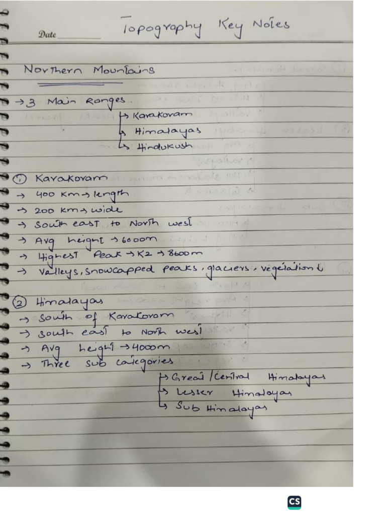 Topography Key Notes | PDF