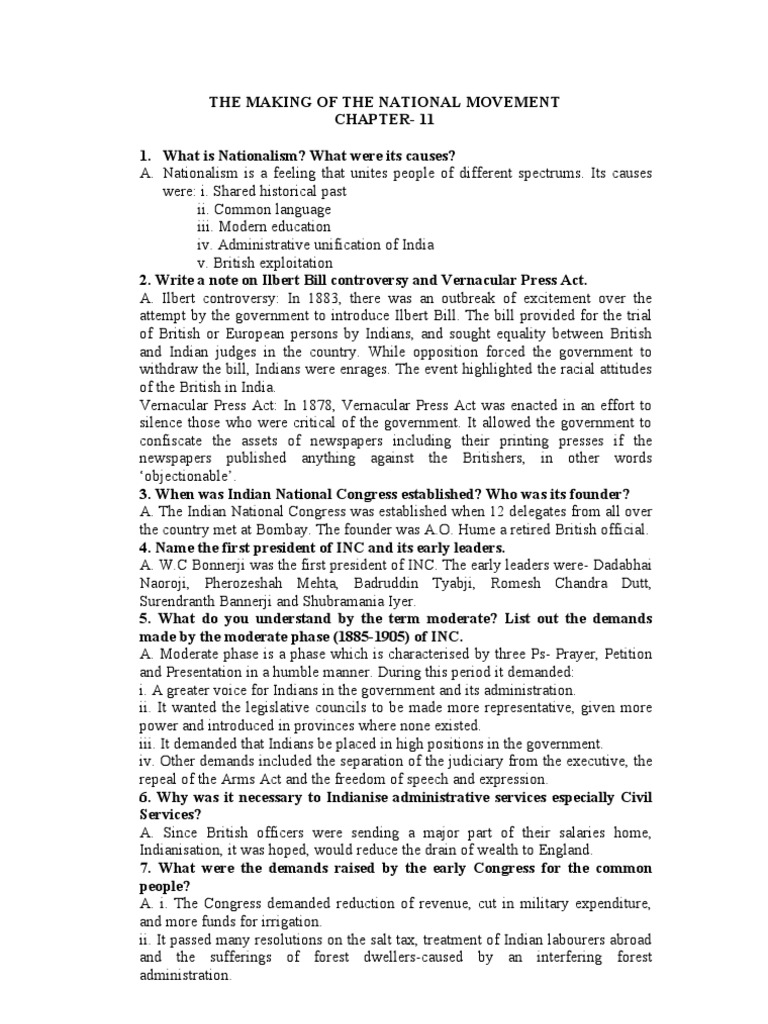 National Movement Overview for Class 8 | PDF | British Raj | Mahatma Gandhi