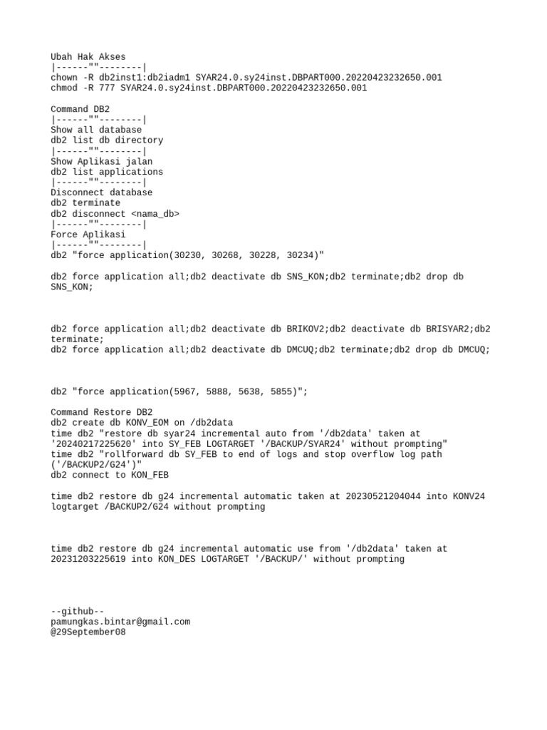 Db2 Restore Step | PDF