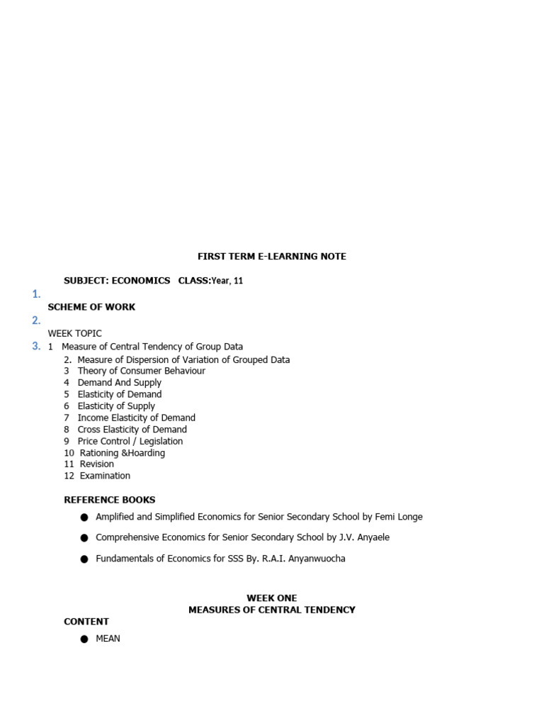 Year 11 Economics E-Learning Notes | PDF | Elasticity (Economics) | Demand