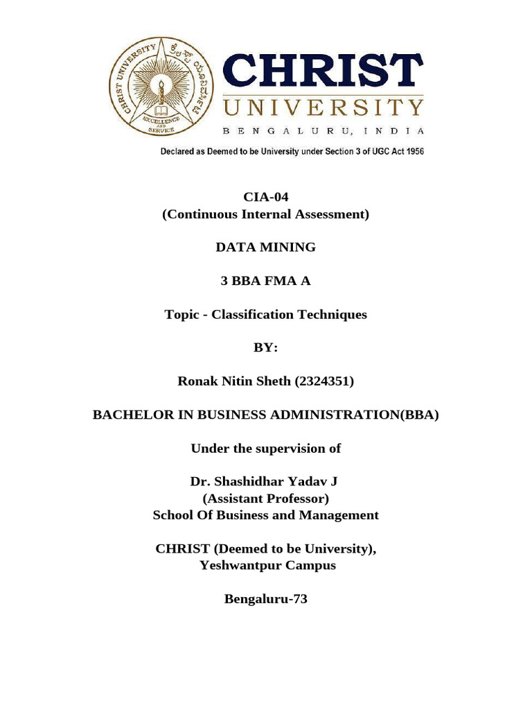 DM CIA 4 | PDF | Statistical Classification | Artificial Intelligence