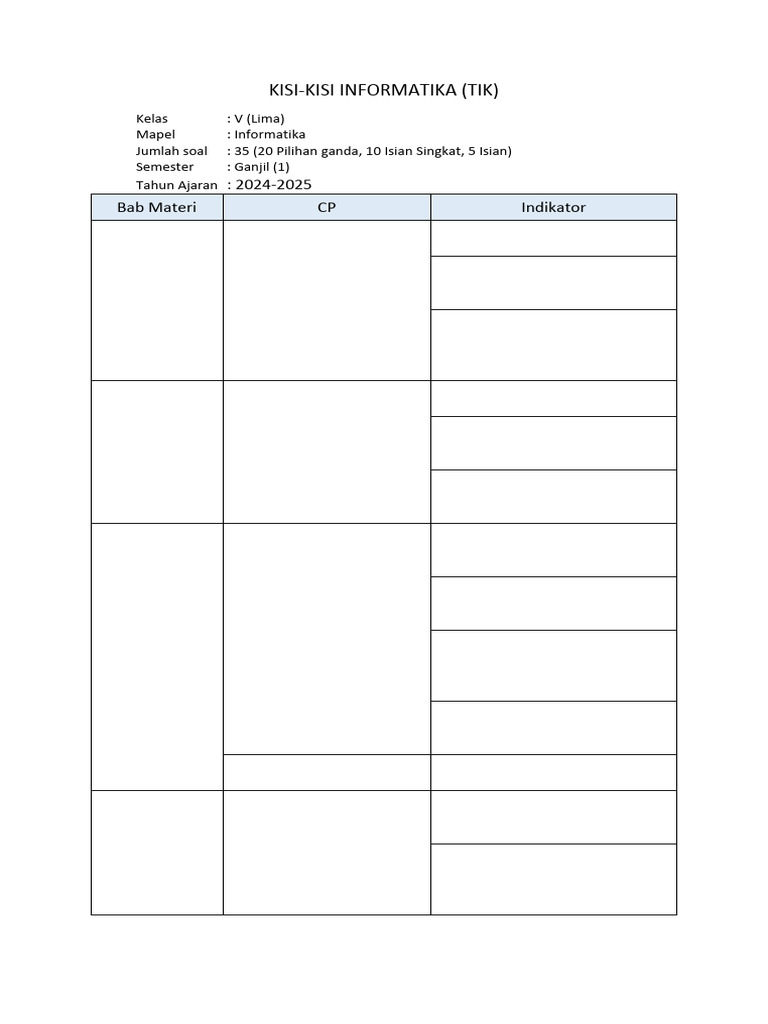 KISI Kisi PAT TIK | PDF