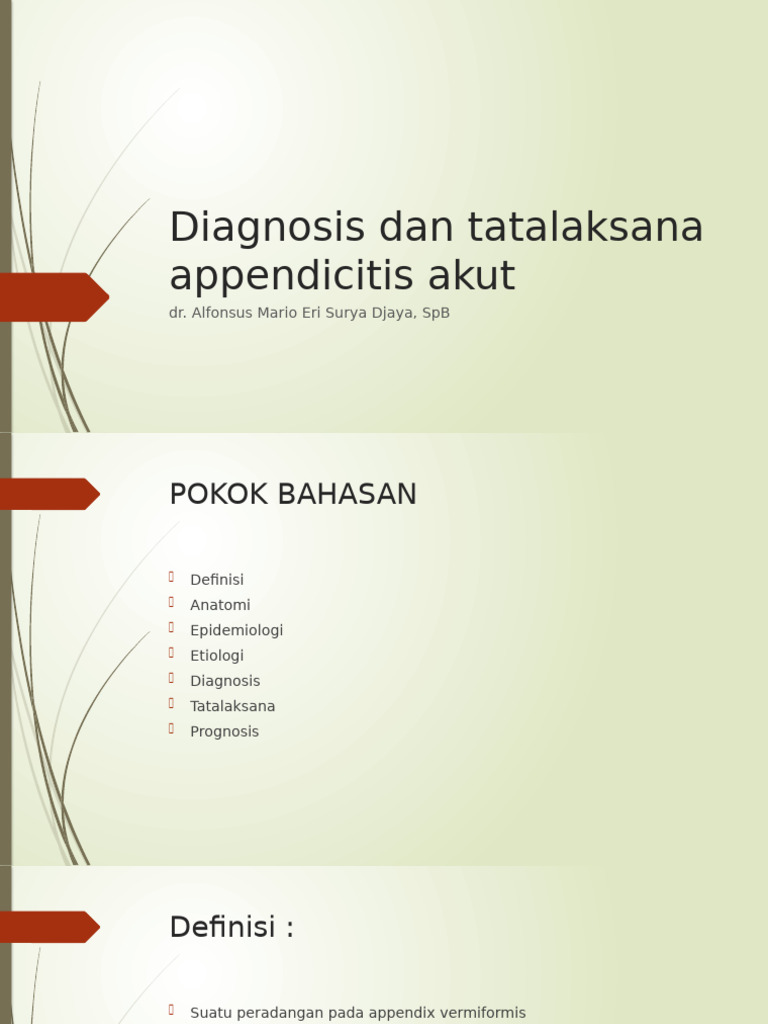 Diagnosis Dan Tatalaksana Appendisitis Akut | PDF