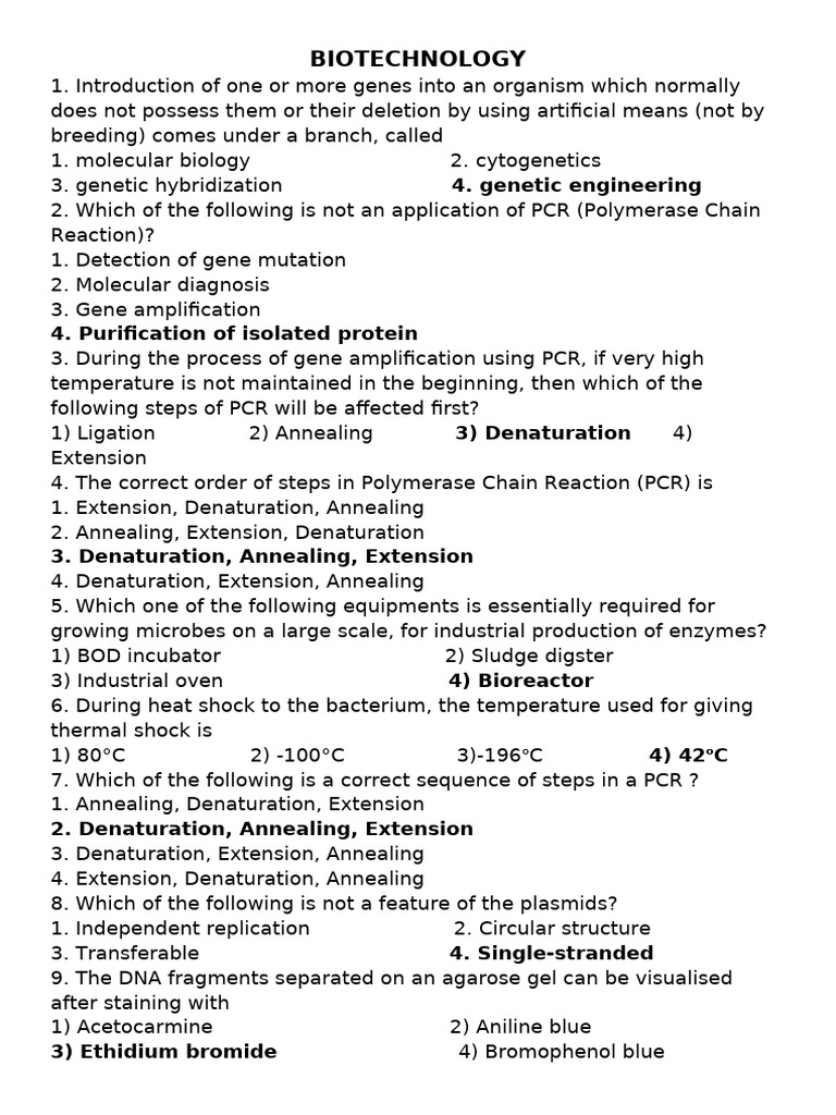 Win Biotechnology Answers | PDF | Polymerase Chain Reaction | Agarose ...