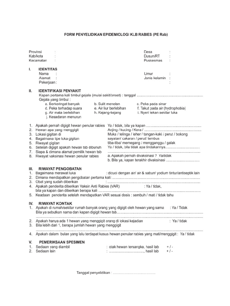 P. Form PE RABIES | PDF