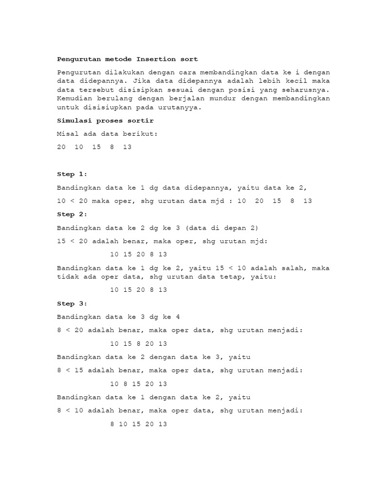 Praktik 5-Metode Insertion Sort | PDF