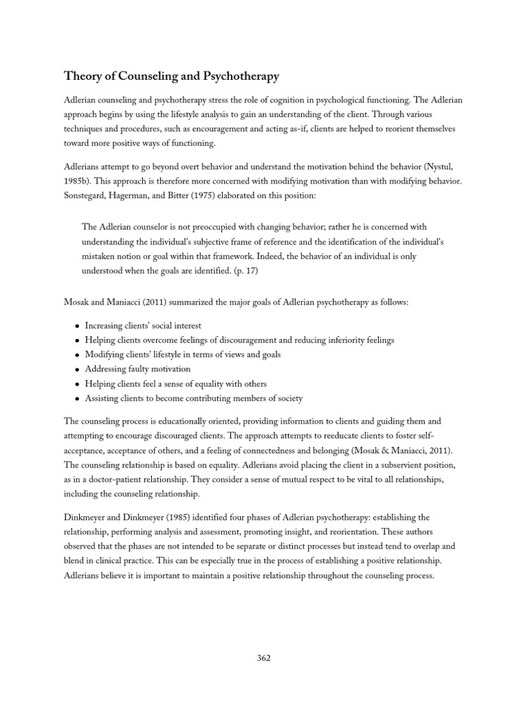Adler Therapy | PDF | Psychotherapy | Liberal Arts Education