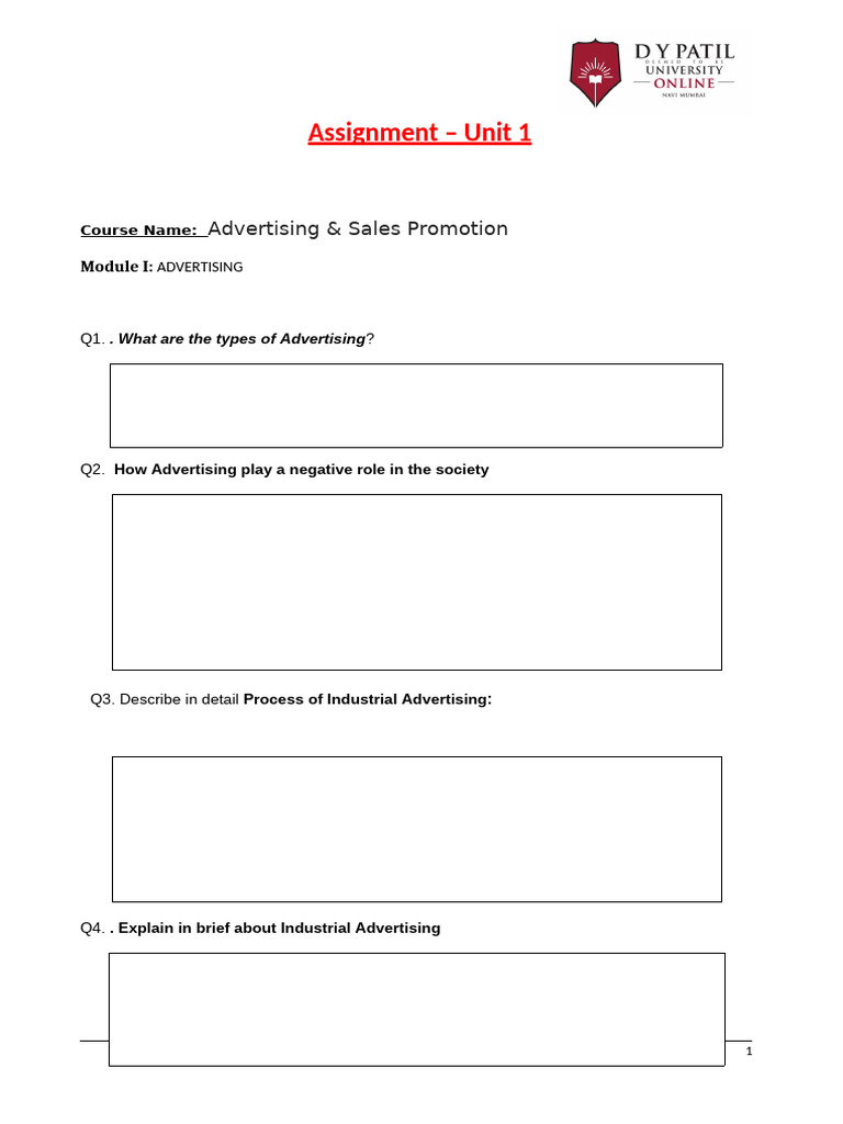 Unit 1 - Assignment | PDF Unit 1 - Assignment | PDF