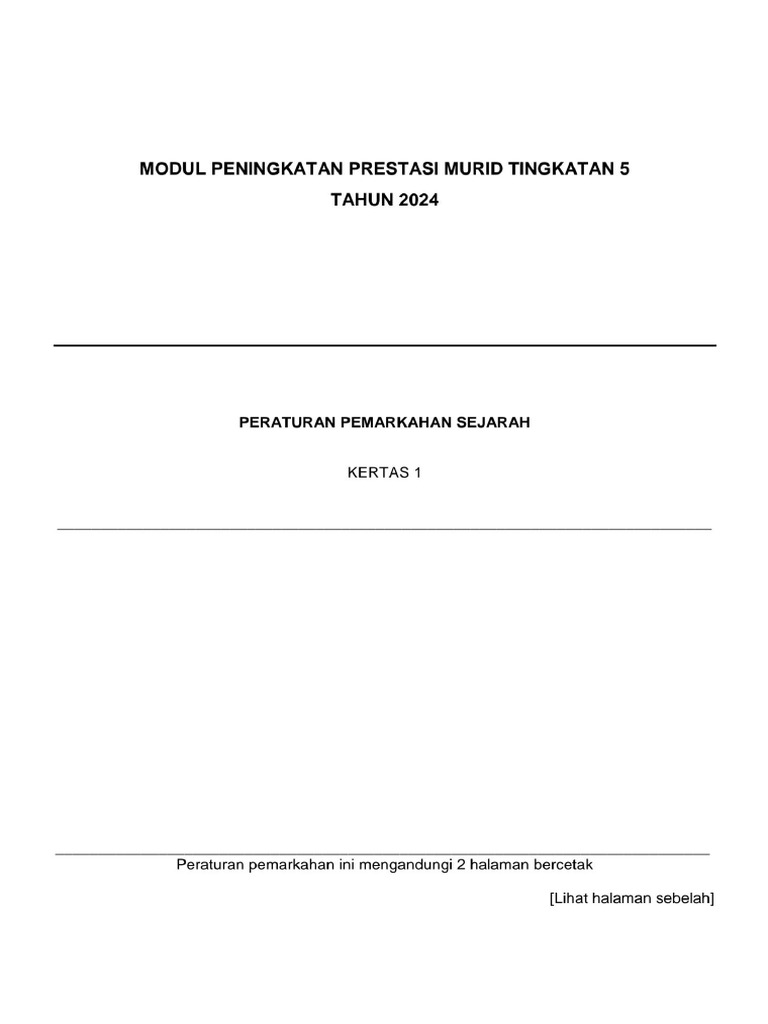 Trial Skema K1 Sejarah SPM 2024 - Kedah | PDF