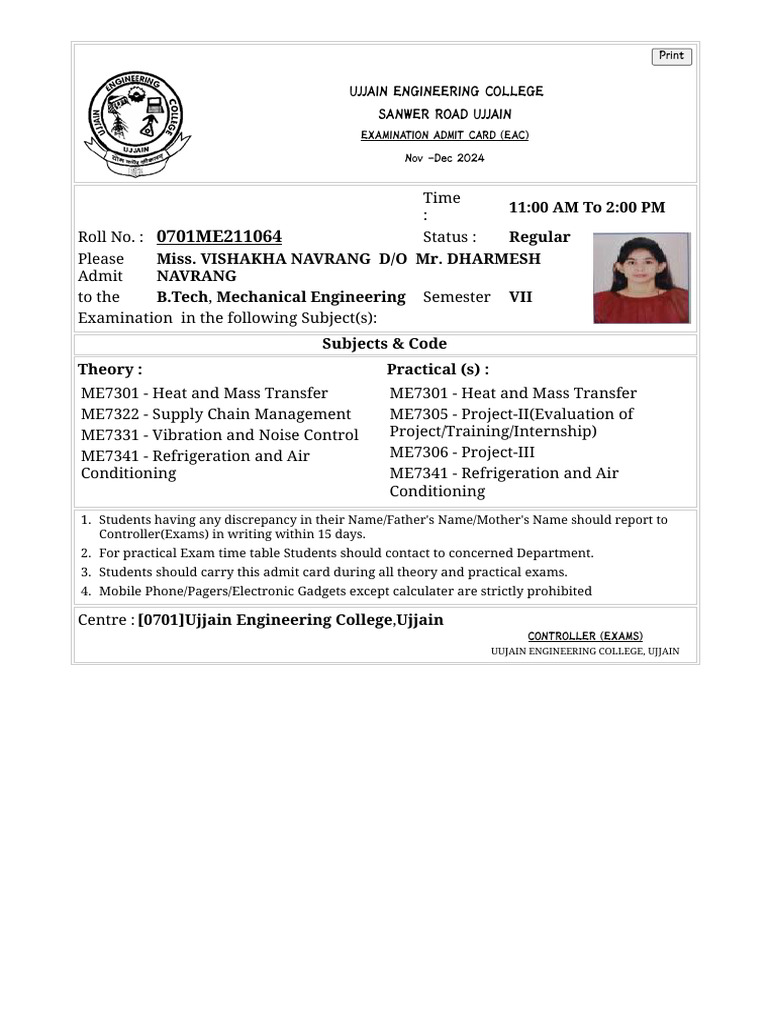 Admit Card | PDF