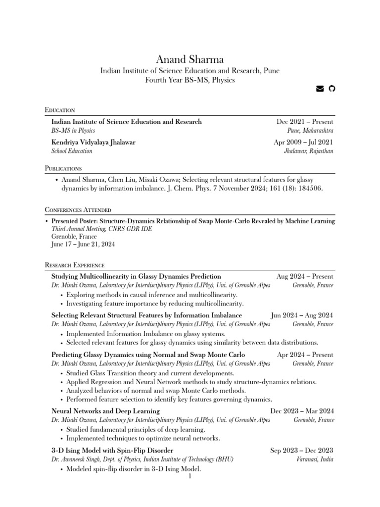 Anand_CV | PDF | Physics | Phase Transition