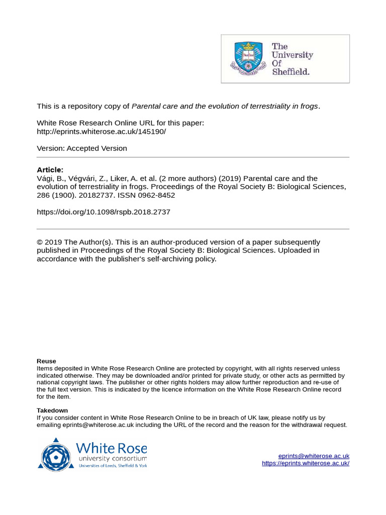 Vagi Et Al. Revision2 - SUBMITTED | PDF | Frog | Evolution