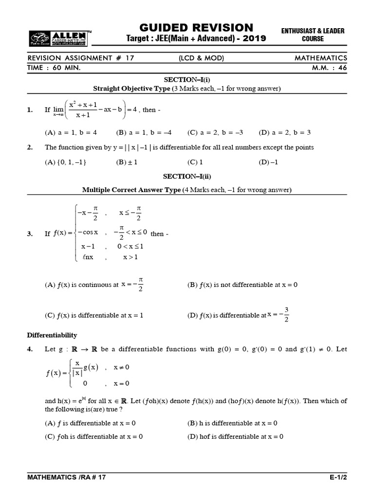 17 RA_(LCD _ MOD) | PDF | Function (Mathematics) | Elementary Mathematics