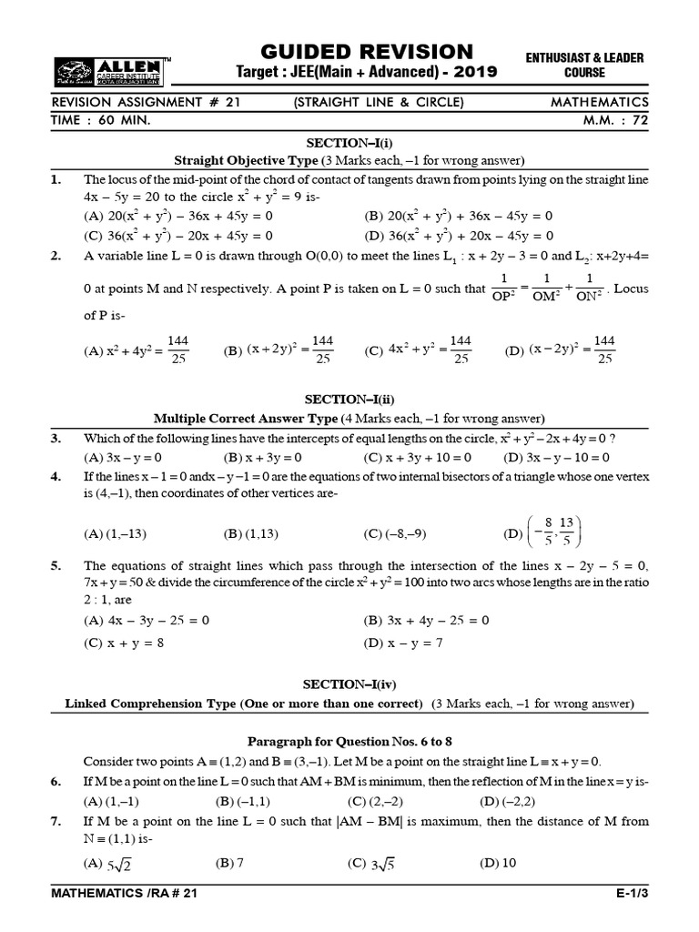 21 R.a_(Straight Line _ Circle) | PDF | Circle | Geometric Shapes