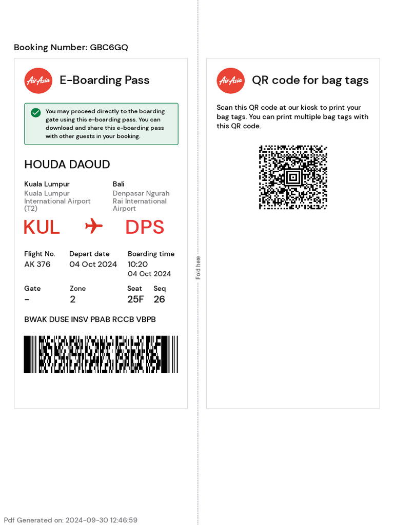 BoardingPass KUL DPS Houda | PDF