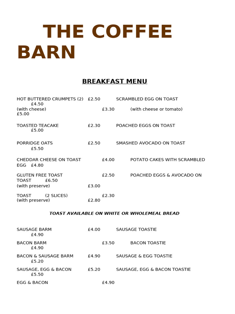 BREAKFAST-MENU | PDF | Scone | Cuisine