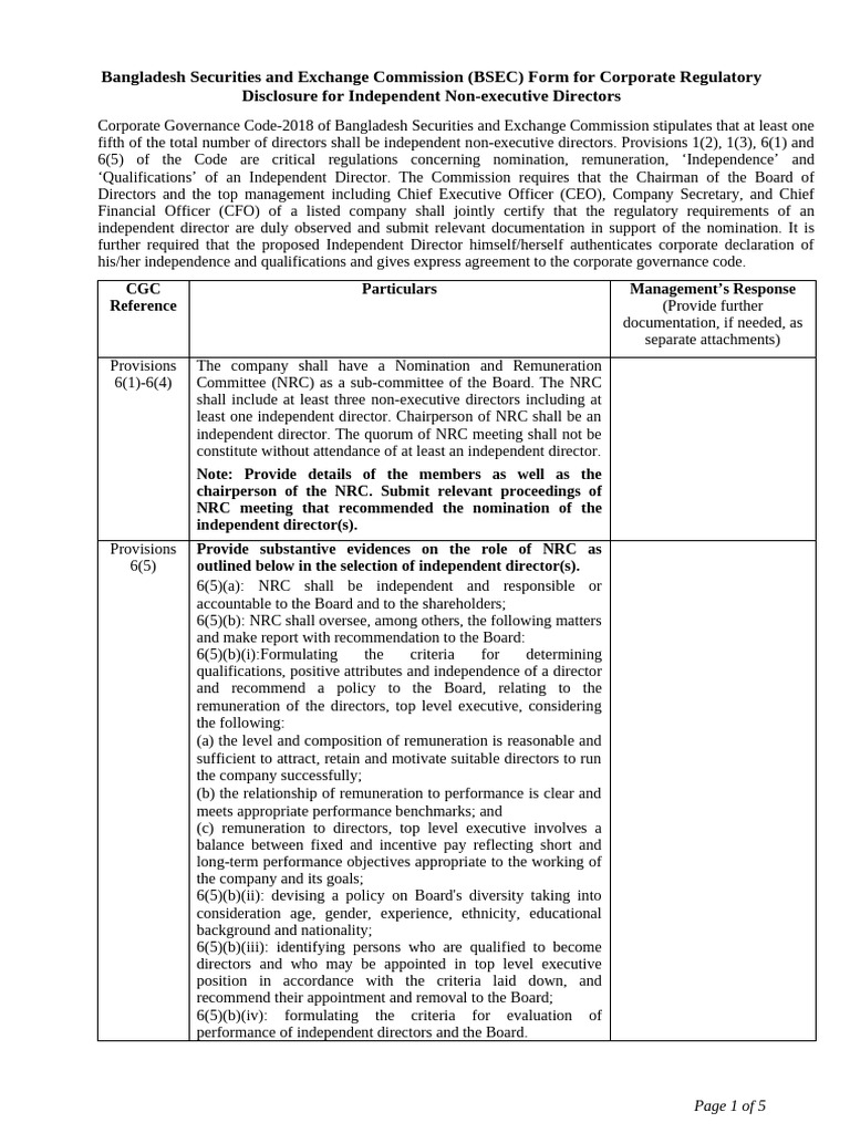 BSEC Check List 2023 Draft New IDs | PDF | Accountant | Board Of Directors