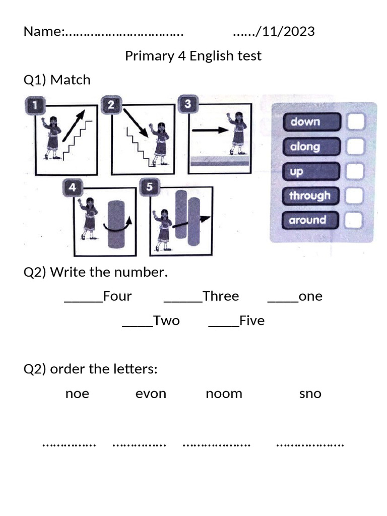 p4 English Test | PDF
