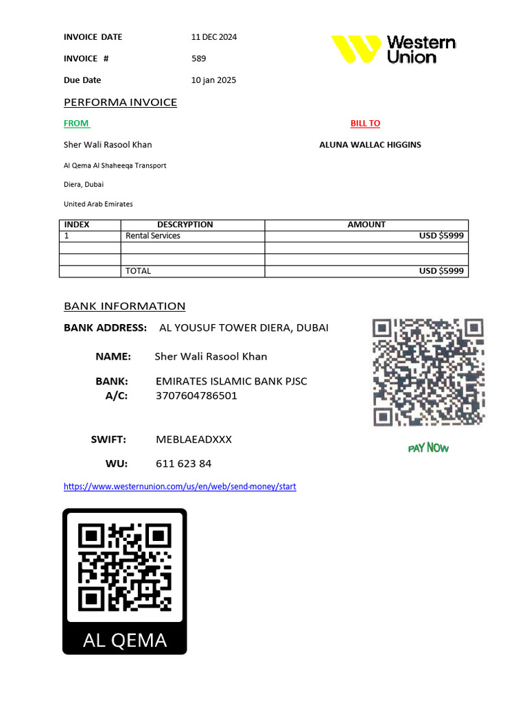 Invoice for Rental Services - Dec 2024 | PDF