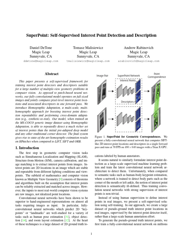 superpoint (2) | PDF | Artificial Neural Network | Computer Vision