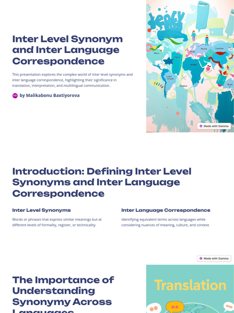 Inter Level Synonym and Inter Language Correspondence | PDF ...
