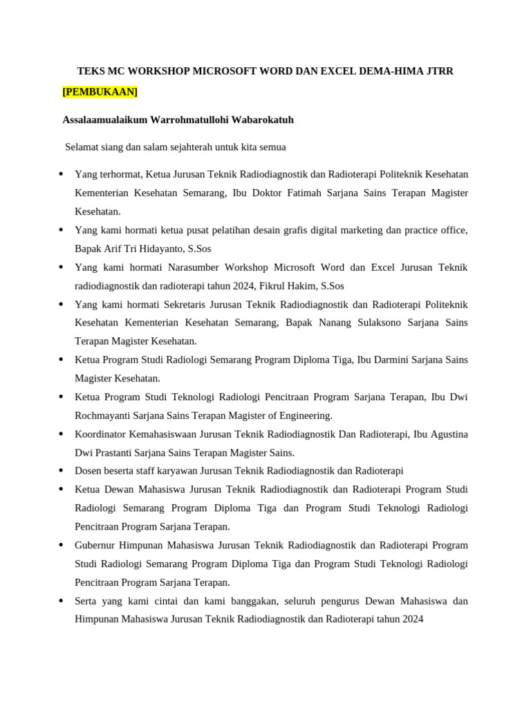 Teks MC Workshop 2024 | PDF