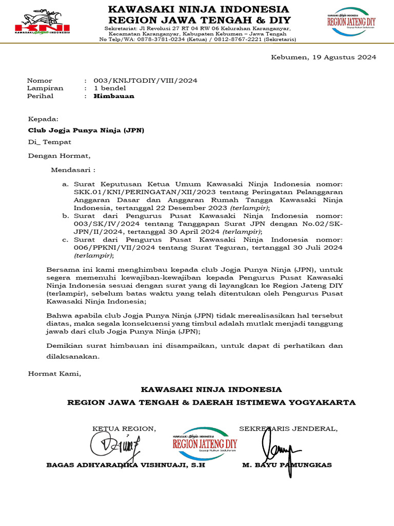 Himbauan untuk Club JPN | PDF