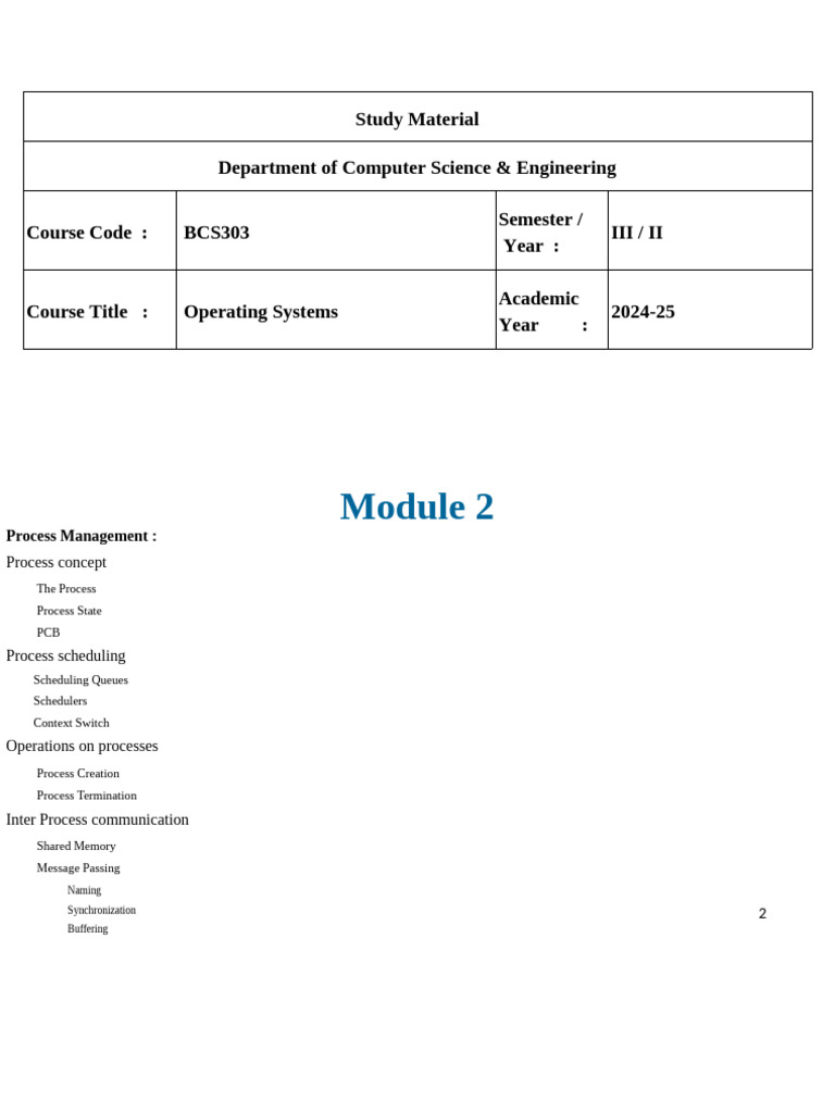 OS_Module2_Unit1 | PDF | Process (Computing) | Scheduling (Computing)