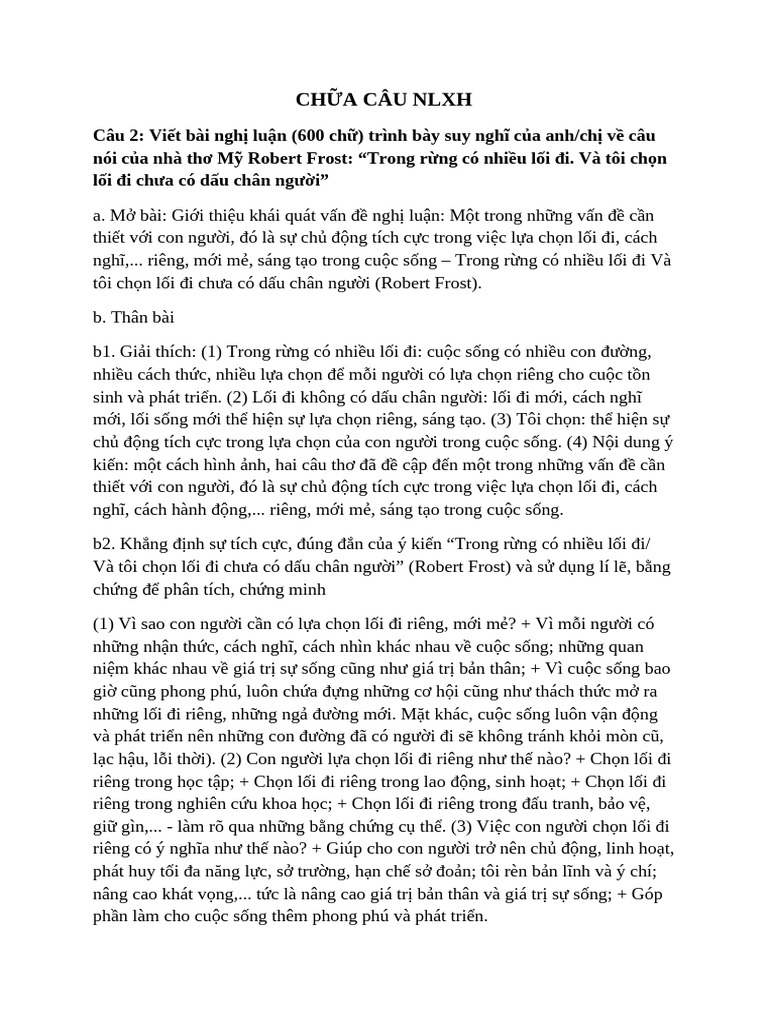 CH A Câu NLXH | PDF