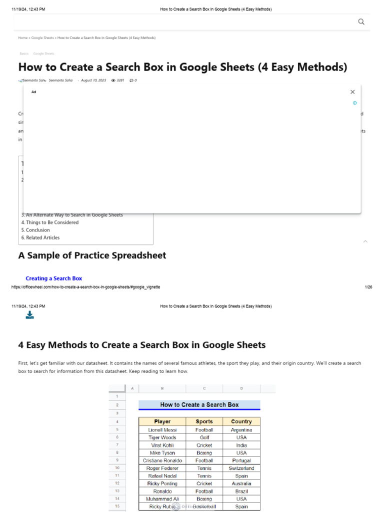Create Search Box in Google Sheets | PDF | Spreadsheet | Computing